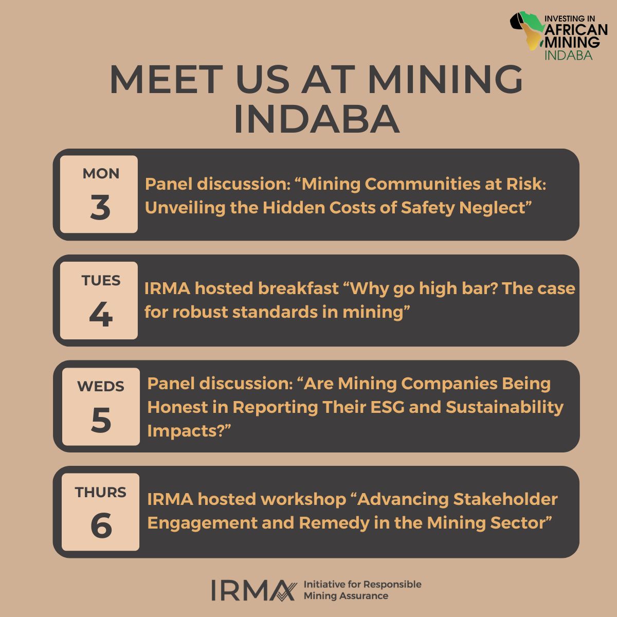 IRMA at Mining Indaba 2025 - IRMA - The Initiative for Responsible Mining Assurance