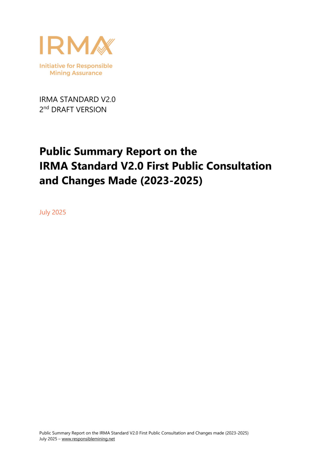 IRMA Standard v2.0: Second DRAFT out for public consultation until ...